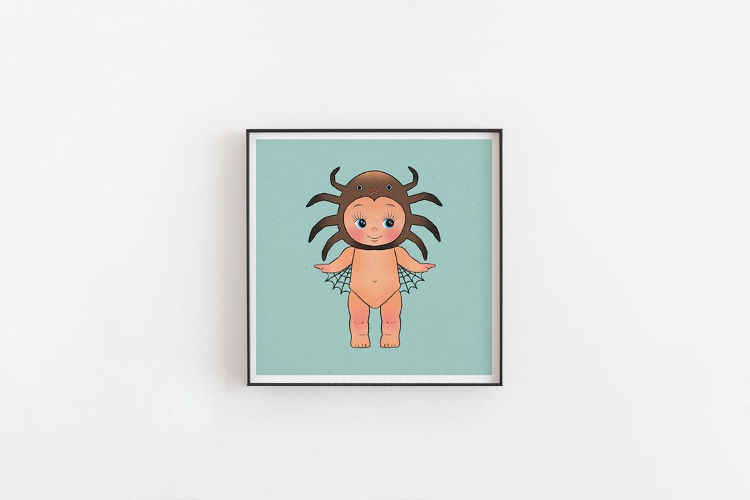 Spooky Spider Kewpie Art Print Choose Your Size - Etsy