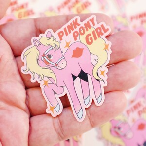 Pink Pony Girl - Vinyl Sticker - Cute Kawaii Weatherproof Waterproof ...