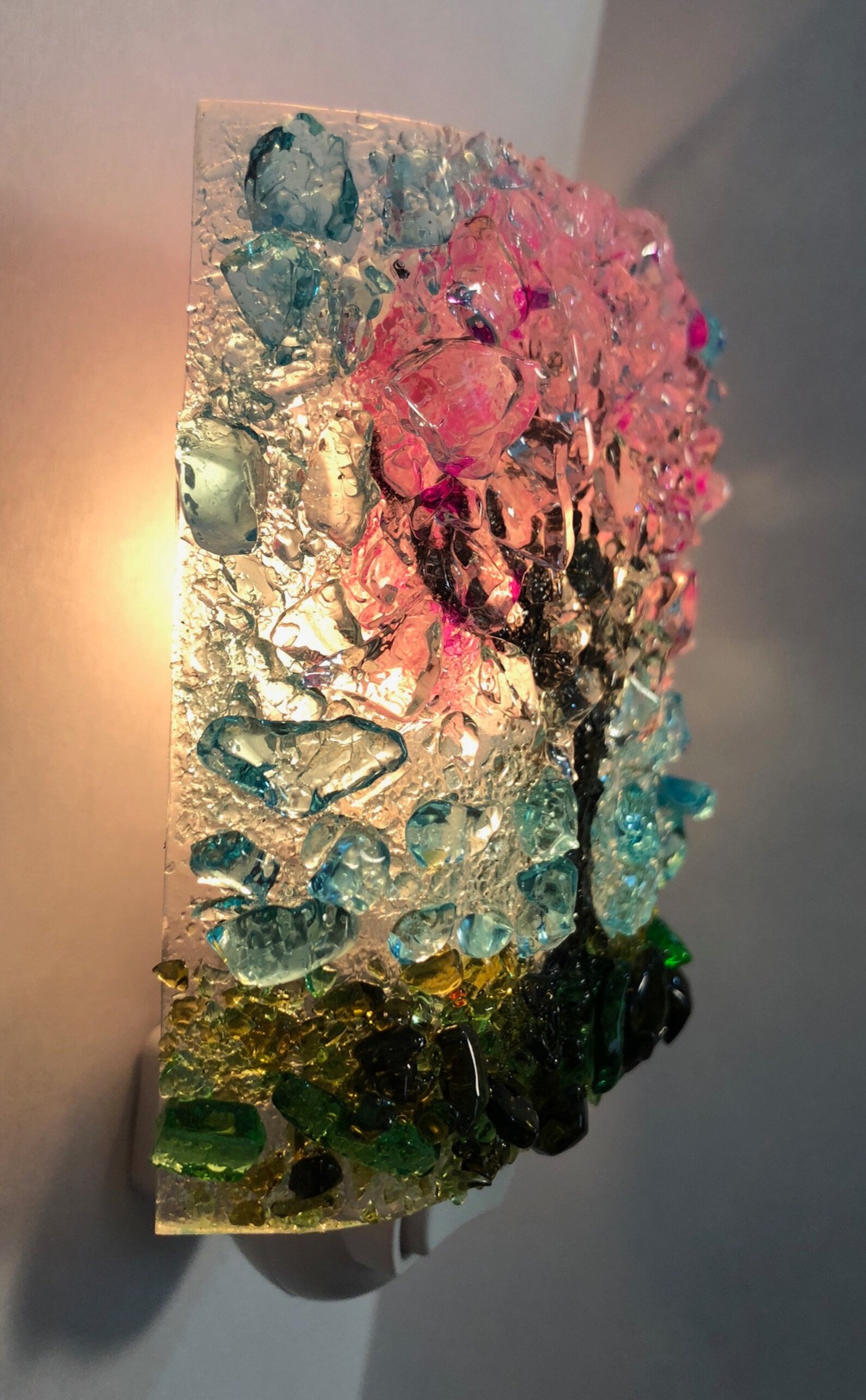Recycled Glass Cherry Blossom Tree Night Light Nightlight - Etsy