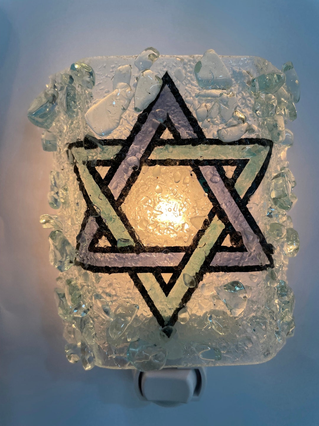 Recycled Glass Star of David Night Light by Reborn Glass - Etsy