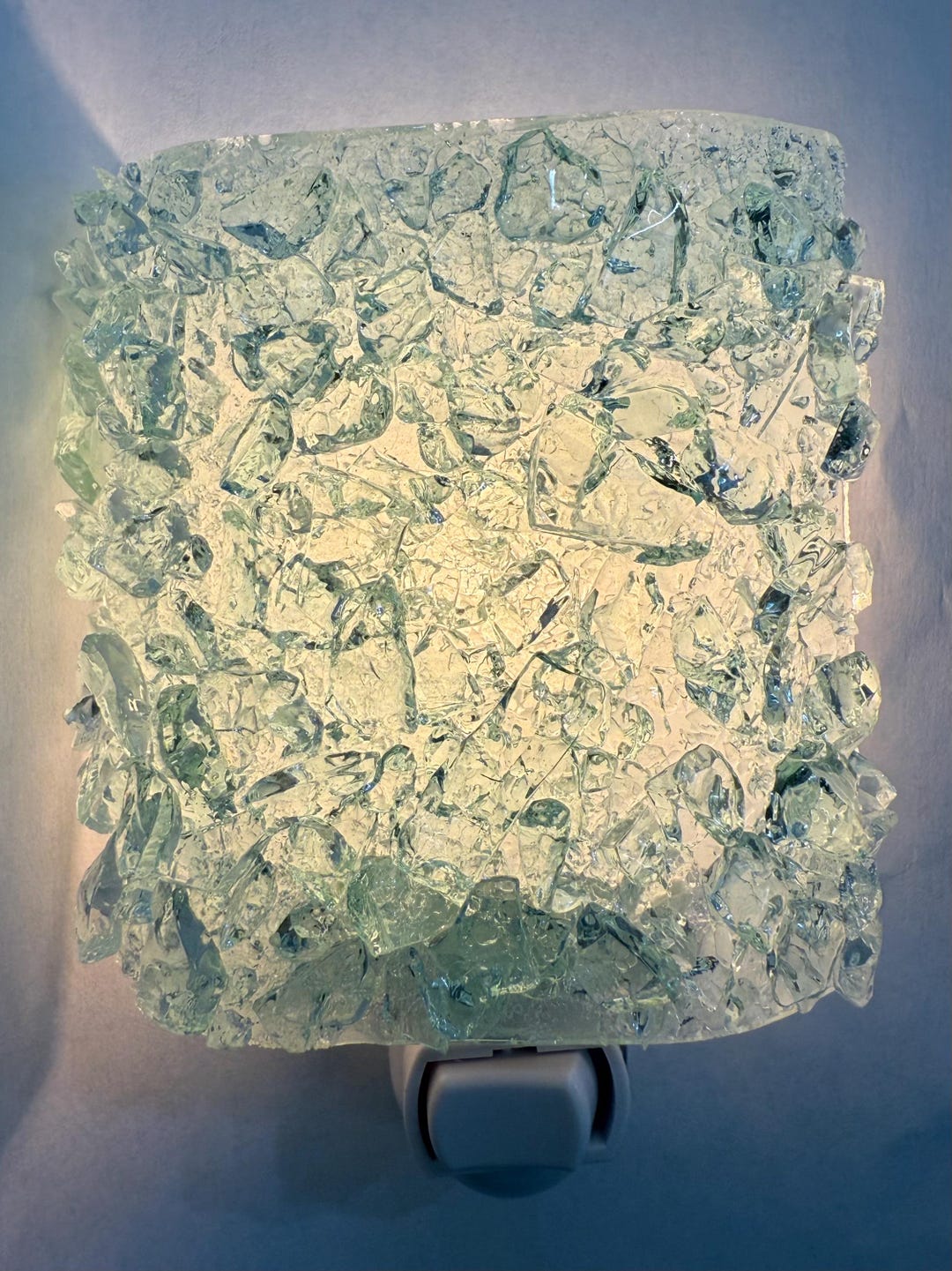 Recycled Glass Icy Aqua Night Light - Etsy