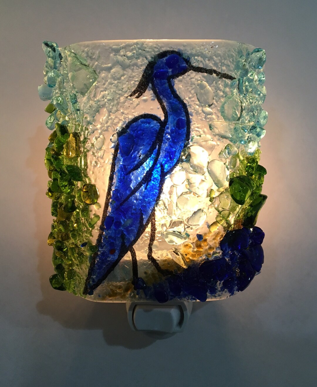 Recycled Glass "great Blue Heron" Night Light by Reborn Glass - Etsy