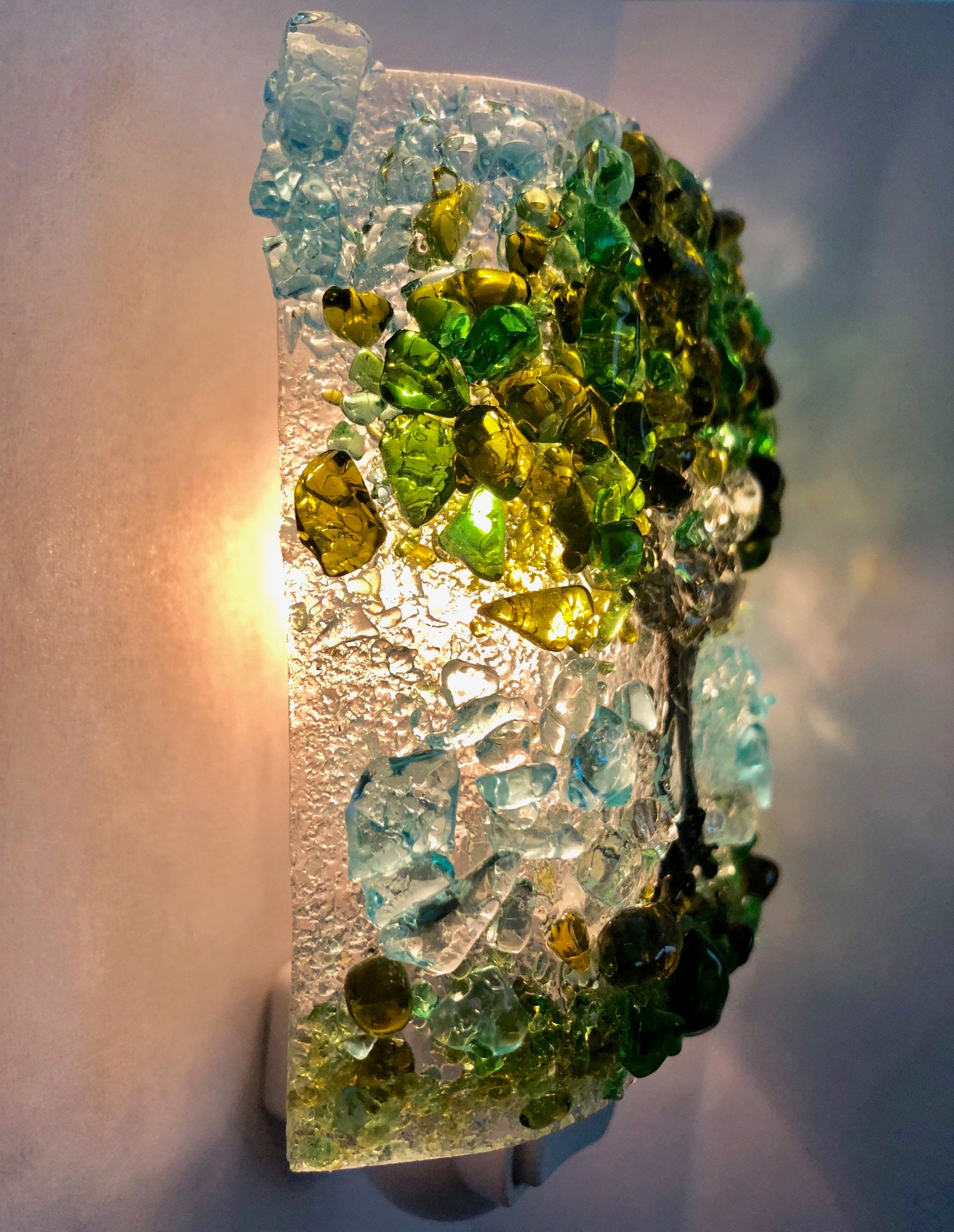 Recycled Glass Oak Tree of Life Night Light Nightlight - Etsy