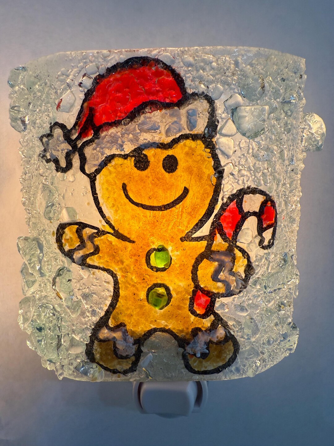 Gingerbread Man Recycled Glass Night Light by Reborn Glass - Etsy