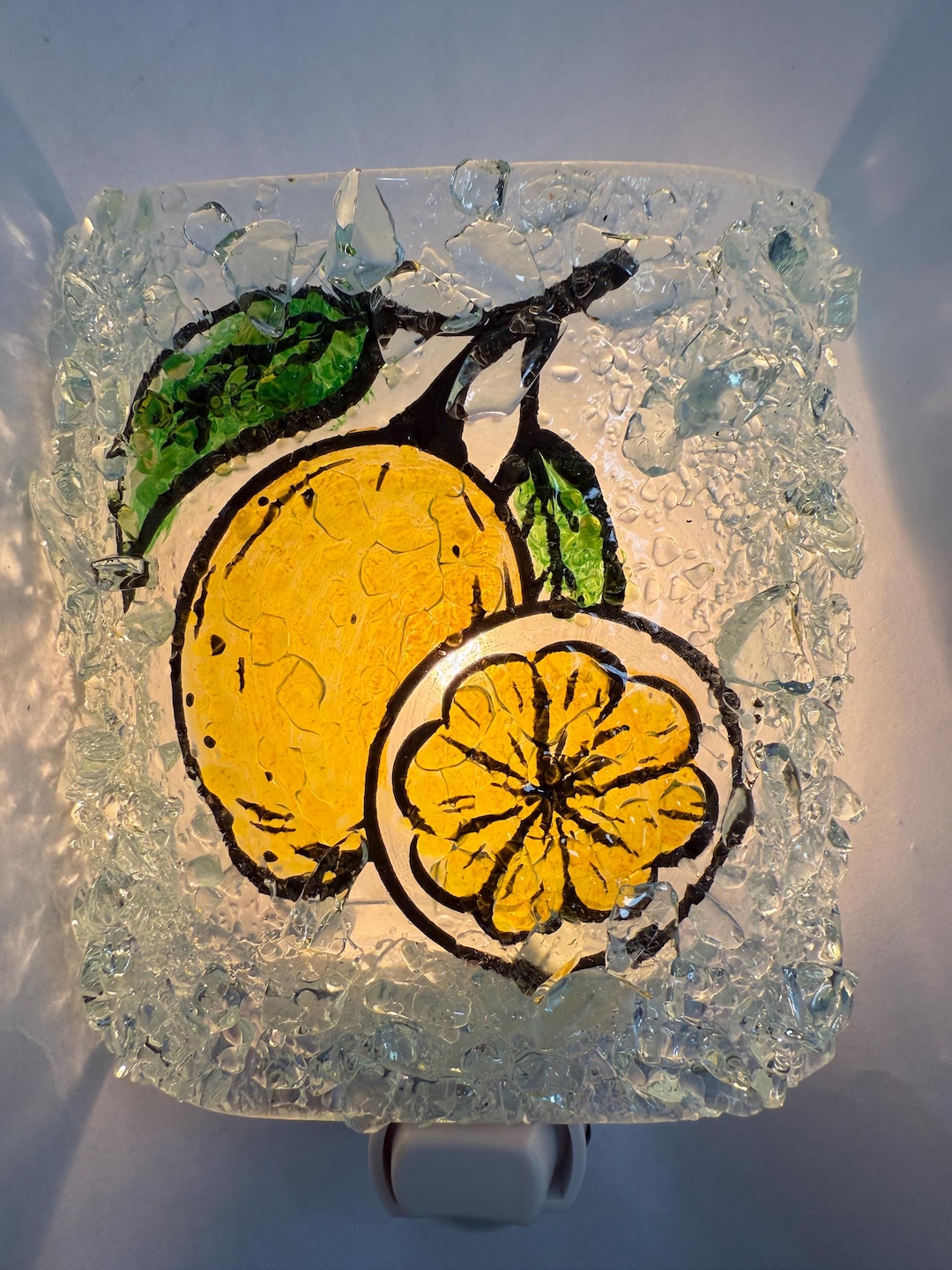 Recycled Glass Lemon Night Light: Handcrafted Mosaic Decor - Etsy