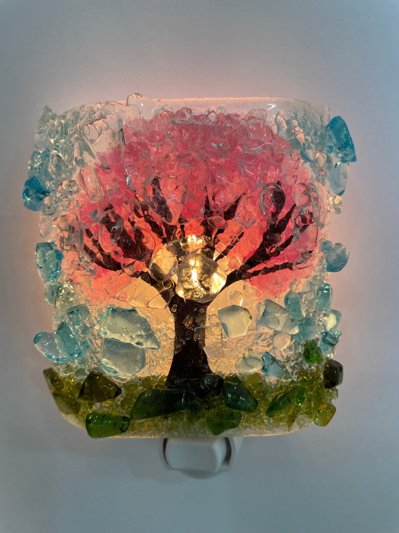 Recycled Glass Cherry Blossom Tree Night Light Nightlight - Etsy