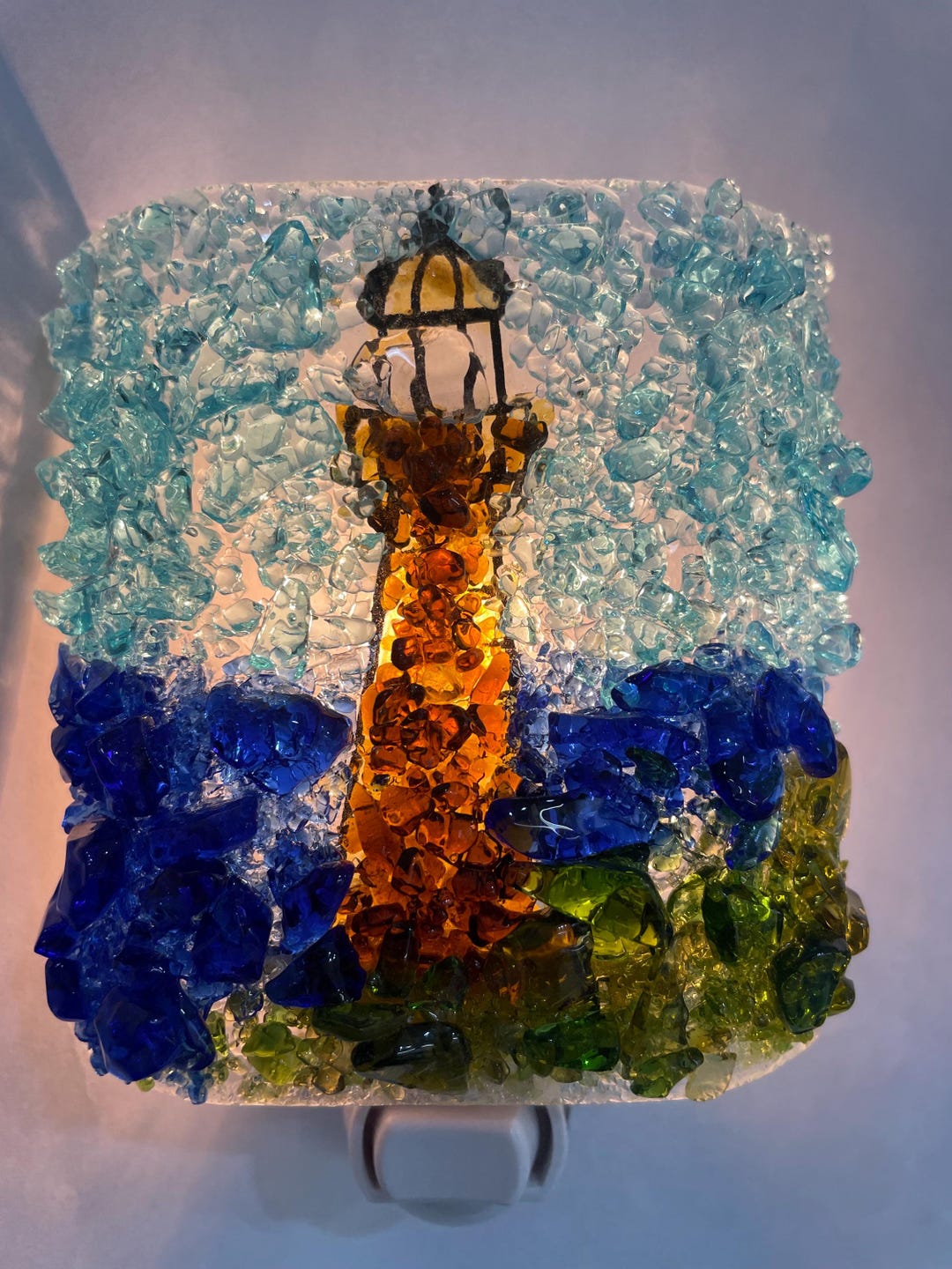 Recycled Glass Lighthouse Night Light by Reborn Glass - Etsy