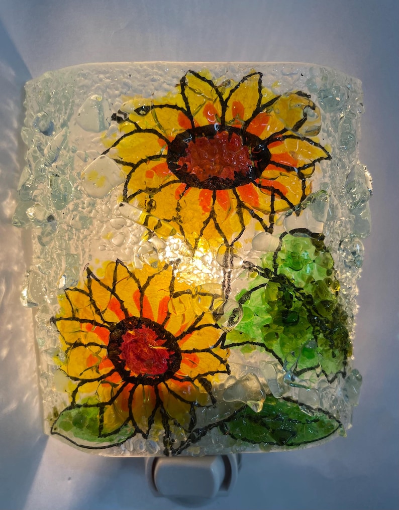 Recycled Glass Sunflowers Nightlight - Etsy
