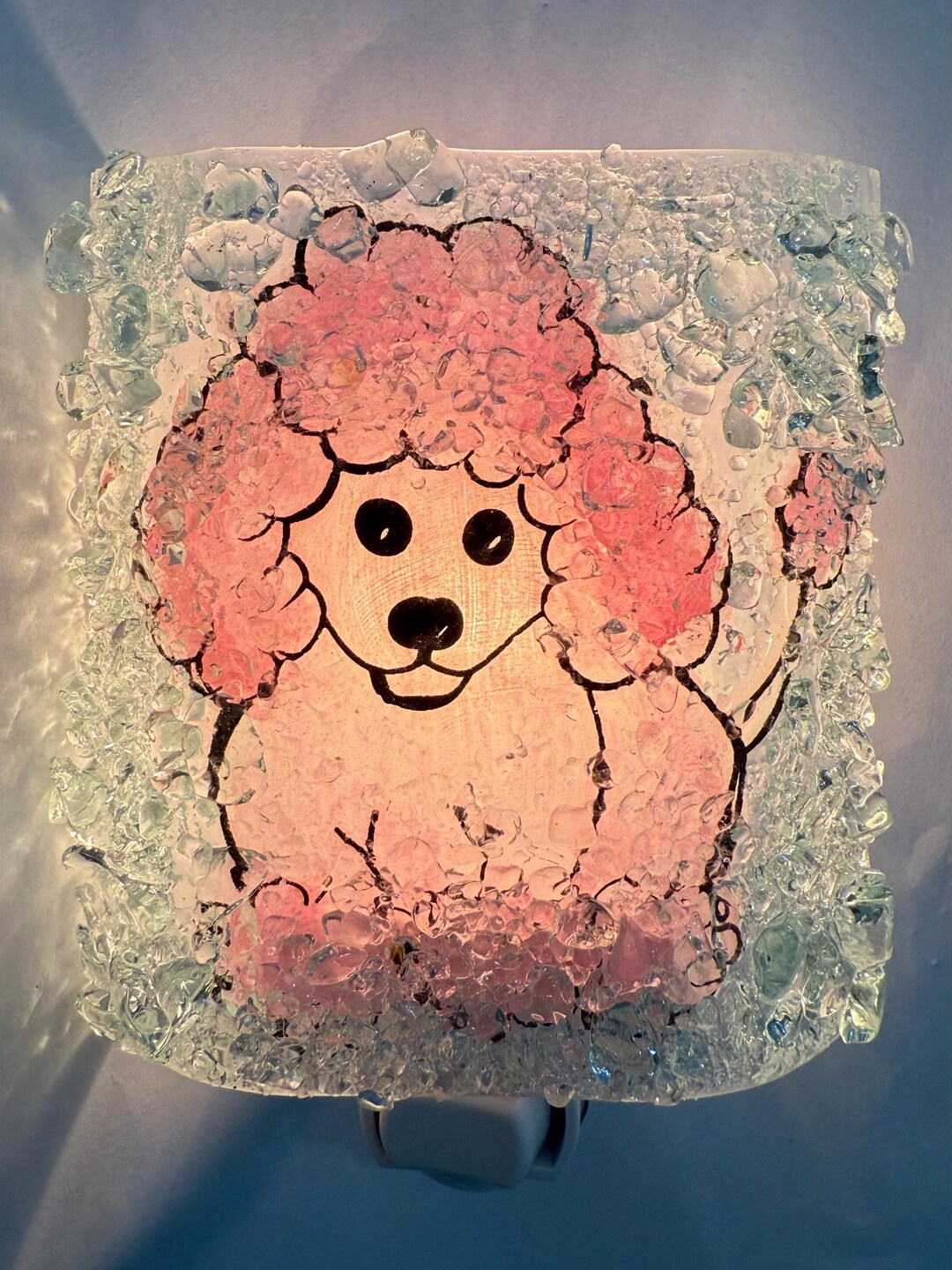Recycled Glass Pink Poodle Night Light: Whimsical Decor - Etsy