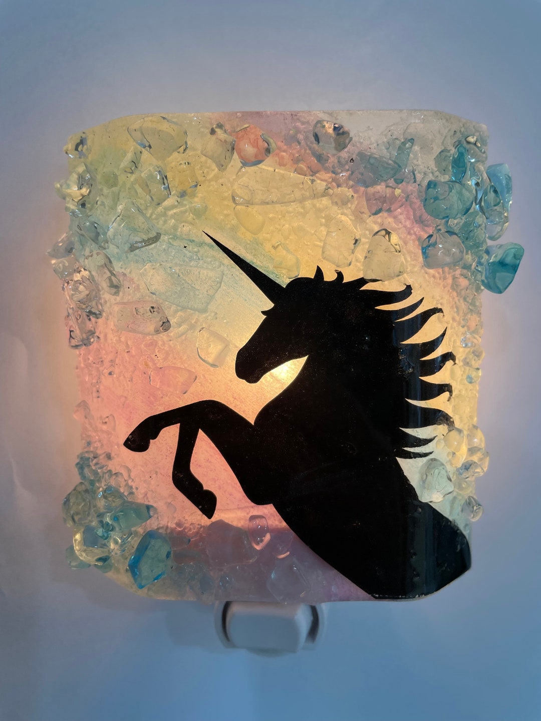 Rainbow Unicorn Recycled Glass Night Light Nightlight - Etsy