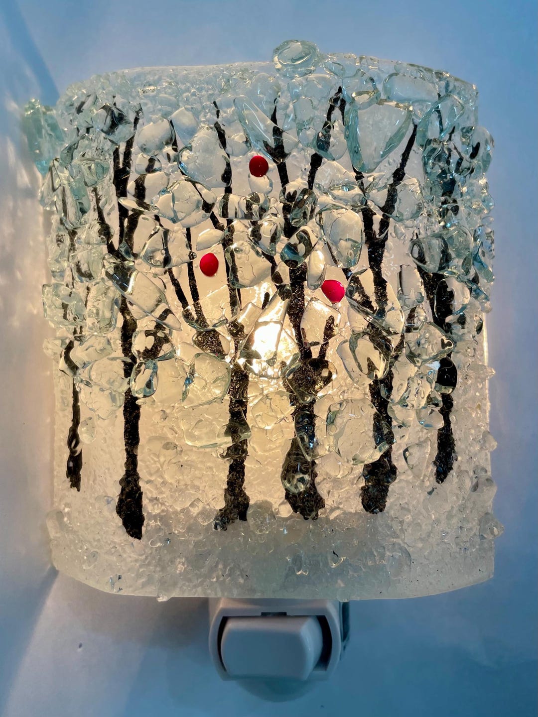 Winter Woods Nightlight | Handcrafted Recycled Glass Art by Reborn ...