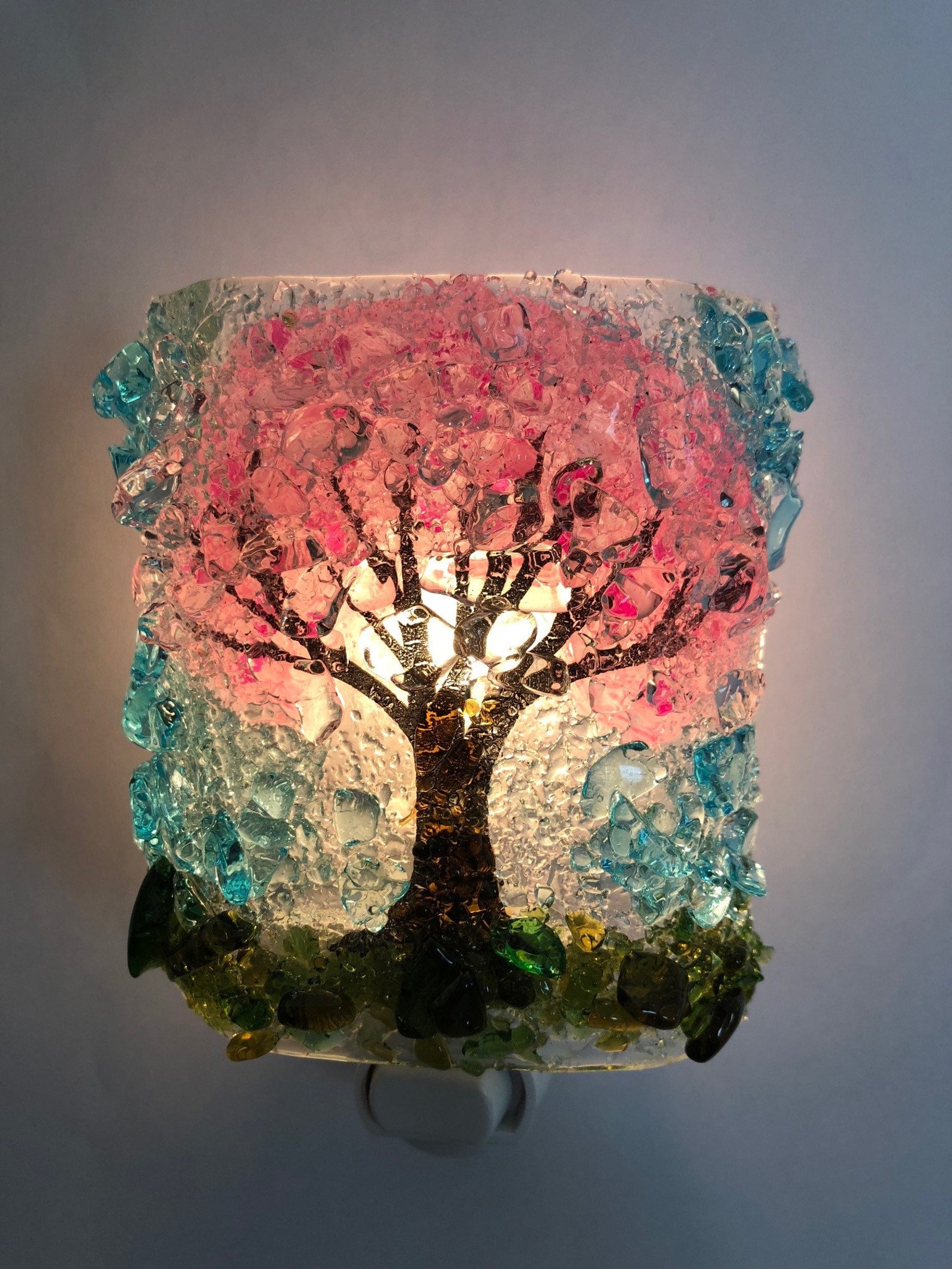Recycled Glass Cherry Blossom Tree Night Light Nightlight - Etsy