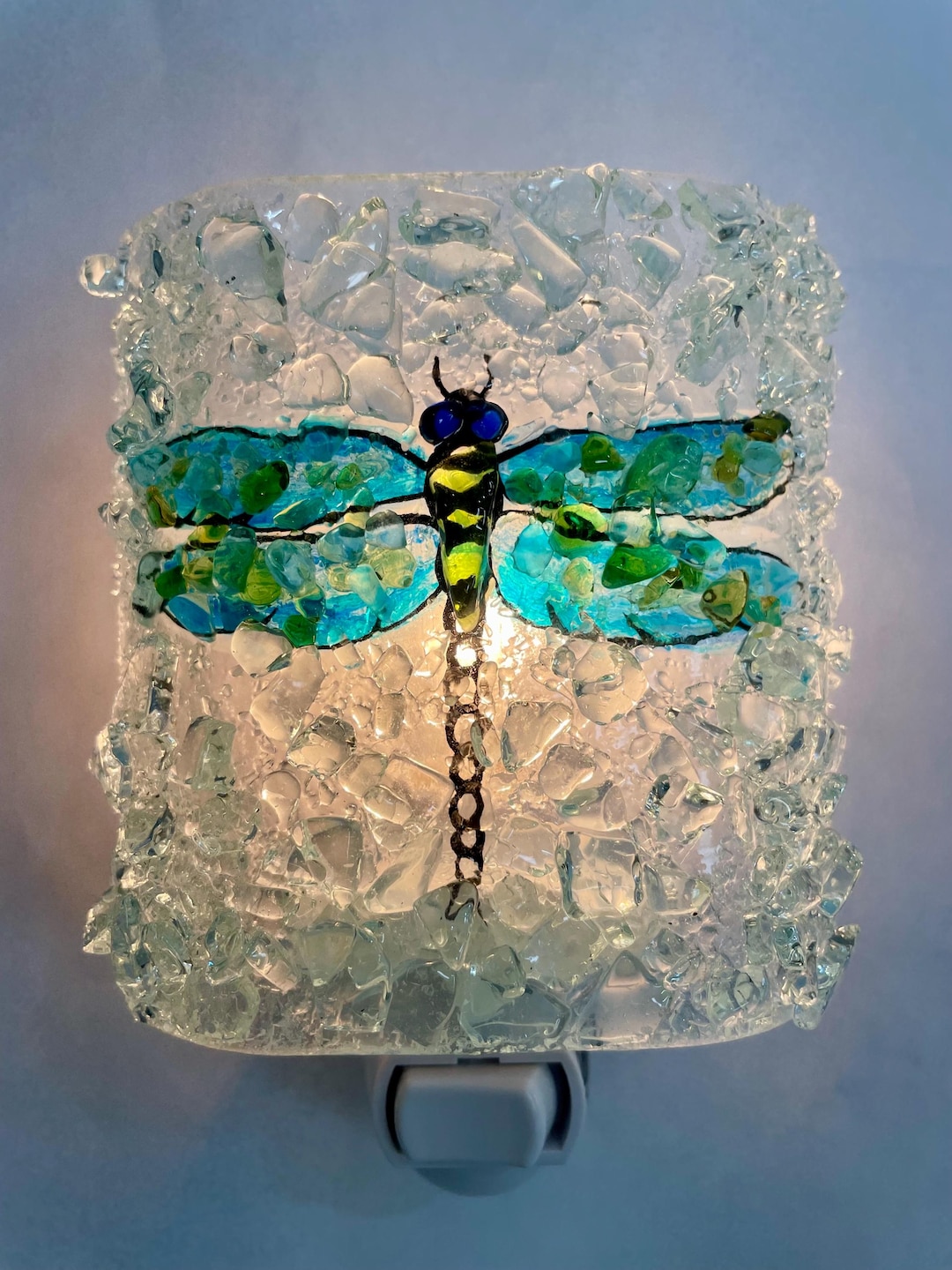 Recycled Glass Dargonfly Night Light by Reborn Glass - Etsy