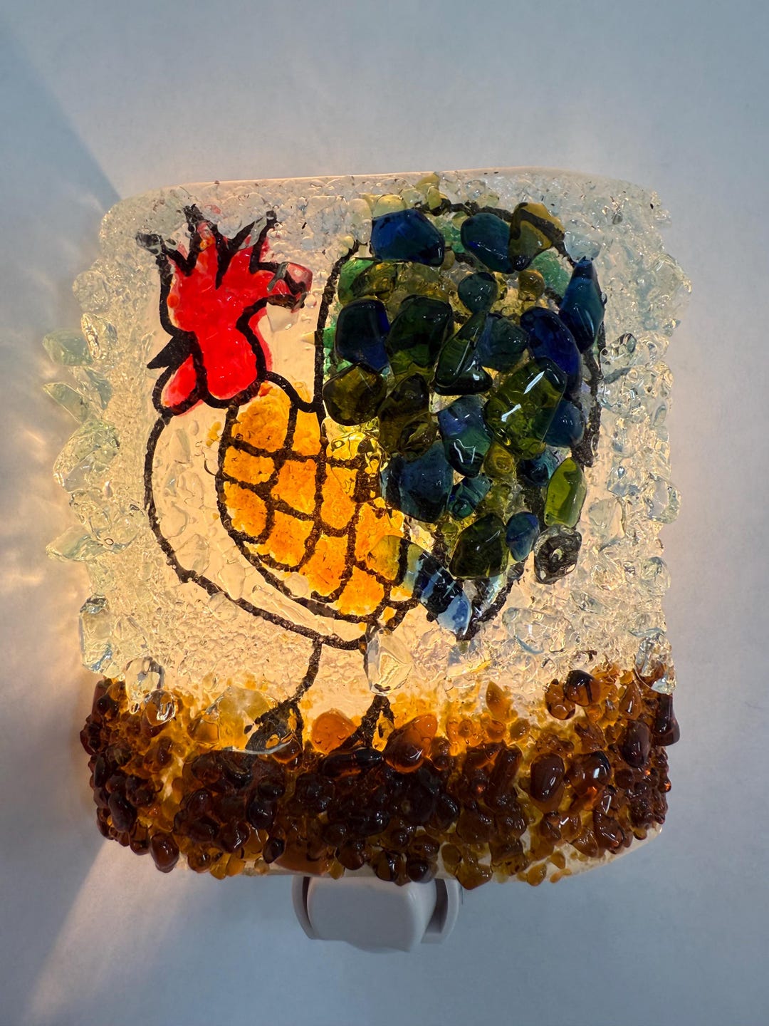 Recycled Glass Rooster Night Light by Reborn Glass - Etsy