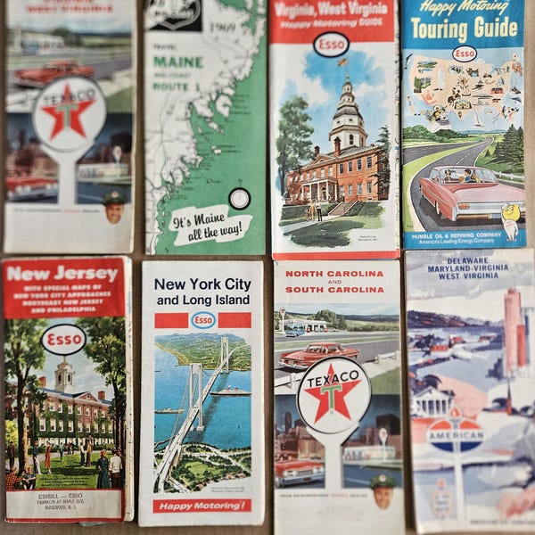 Vintage Road Maps - Etsy