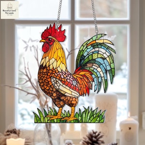 ACRYLIC Rooster Suncatcher, Rooster Window Hanging, Home Decor, Mother ...
