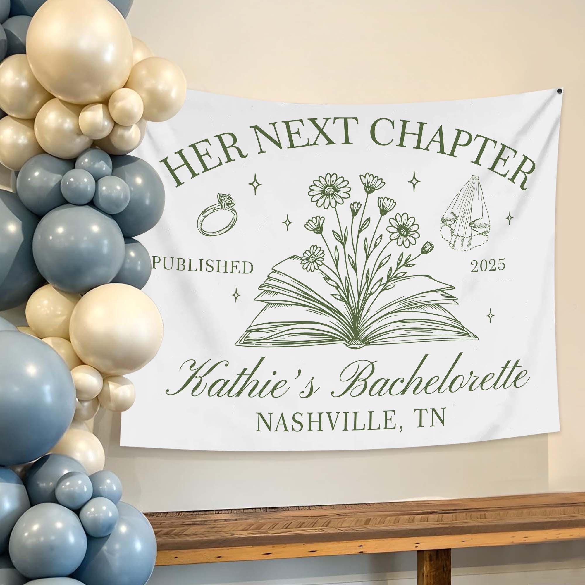 Book Lover Bachelorette Tapestry,her Next Chapter Banner,bachelorette ...