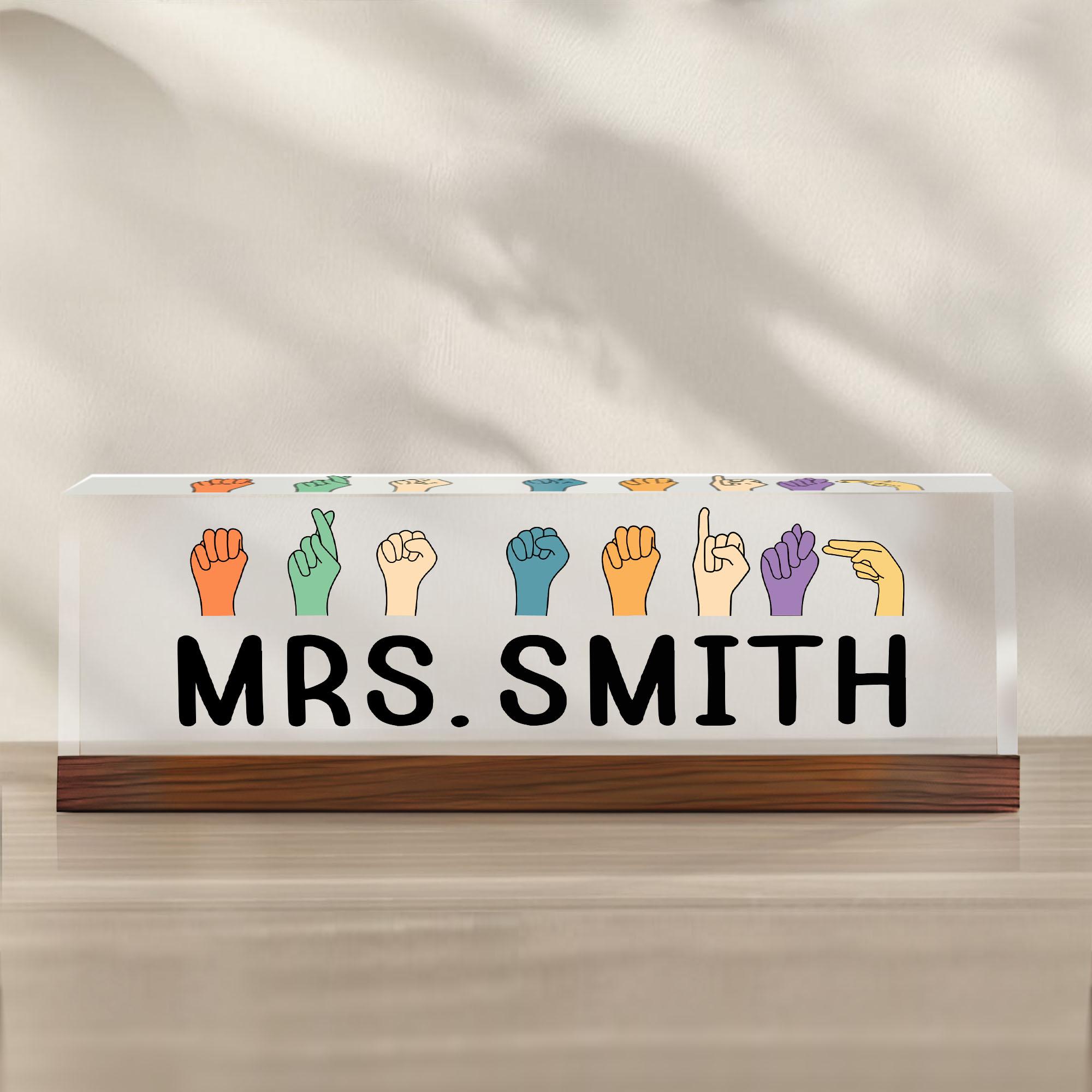 ASL Teacher Gifts, Sign Language Gift, Personalized Teacher Language ...