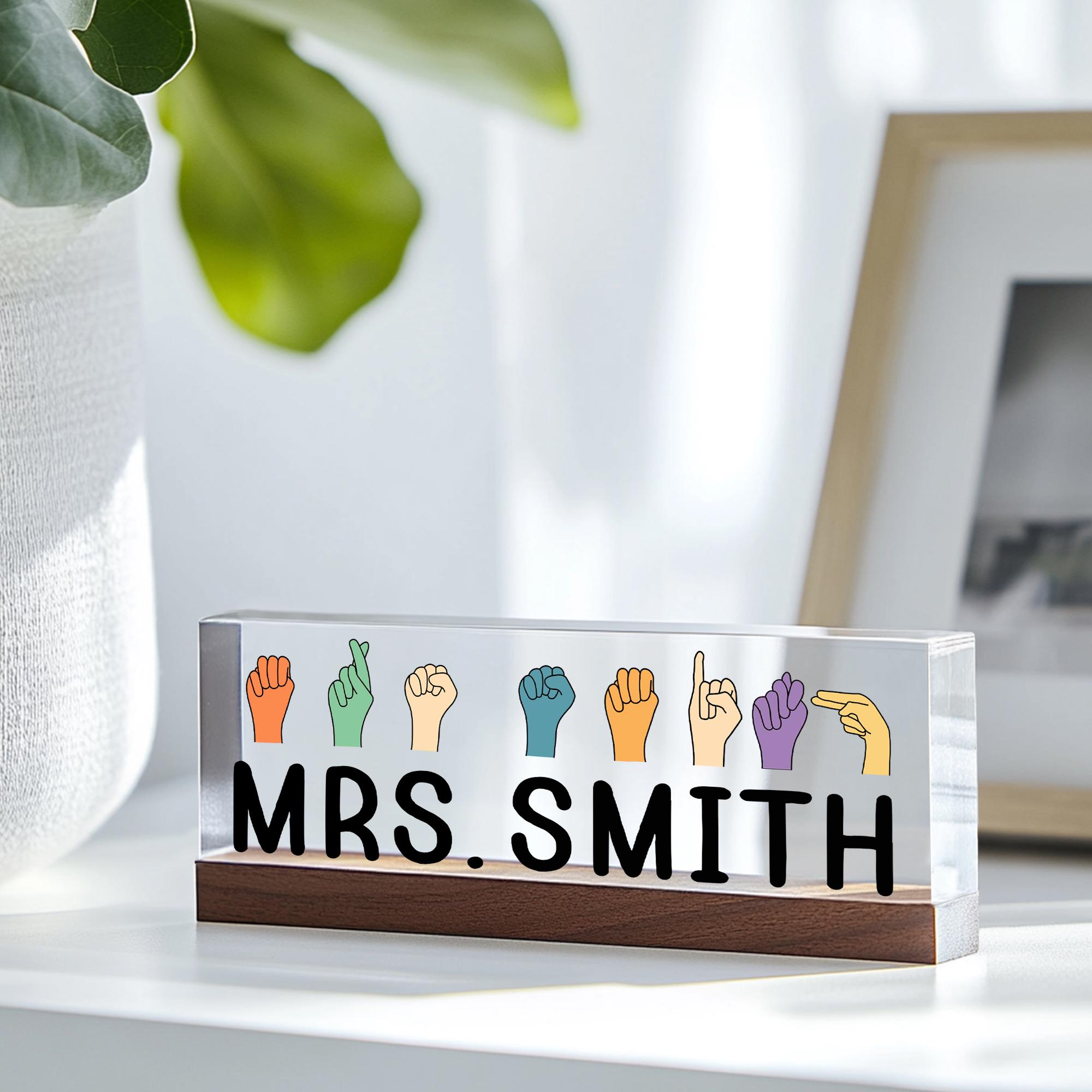 ASL Teacher Gifts, Sign Language Gift, Personalized Teacher Language ...