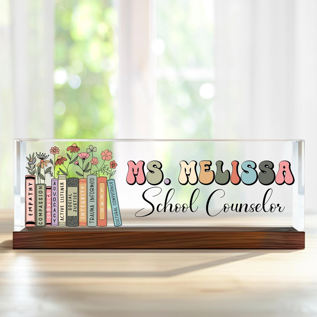 School Counselor Desk Name Plate, Counselor Mental Health Gift, School ...