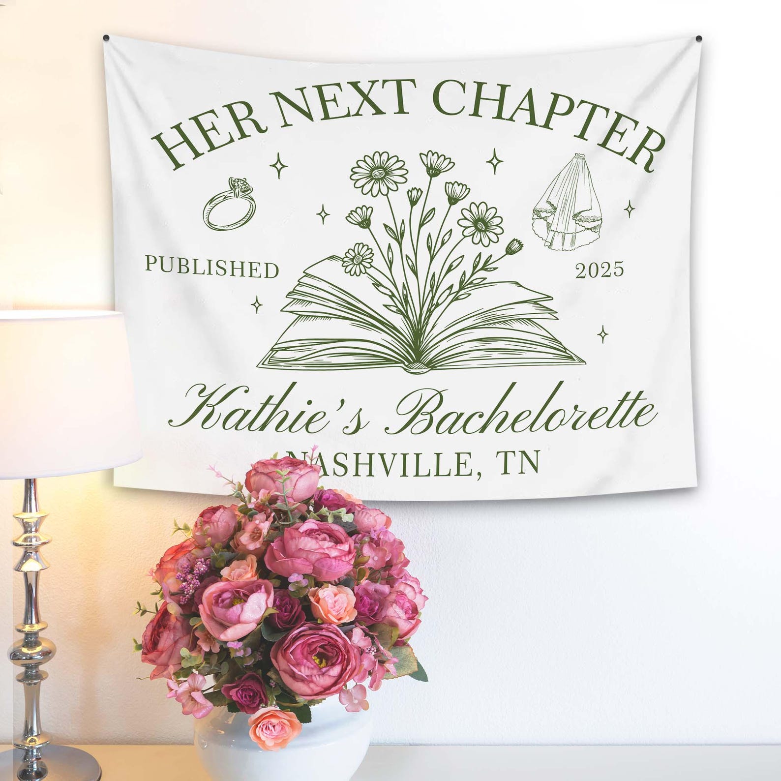 Book Lover Bachelorette Tapestry,her Next Chapter Banner,bachelorette ...