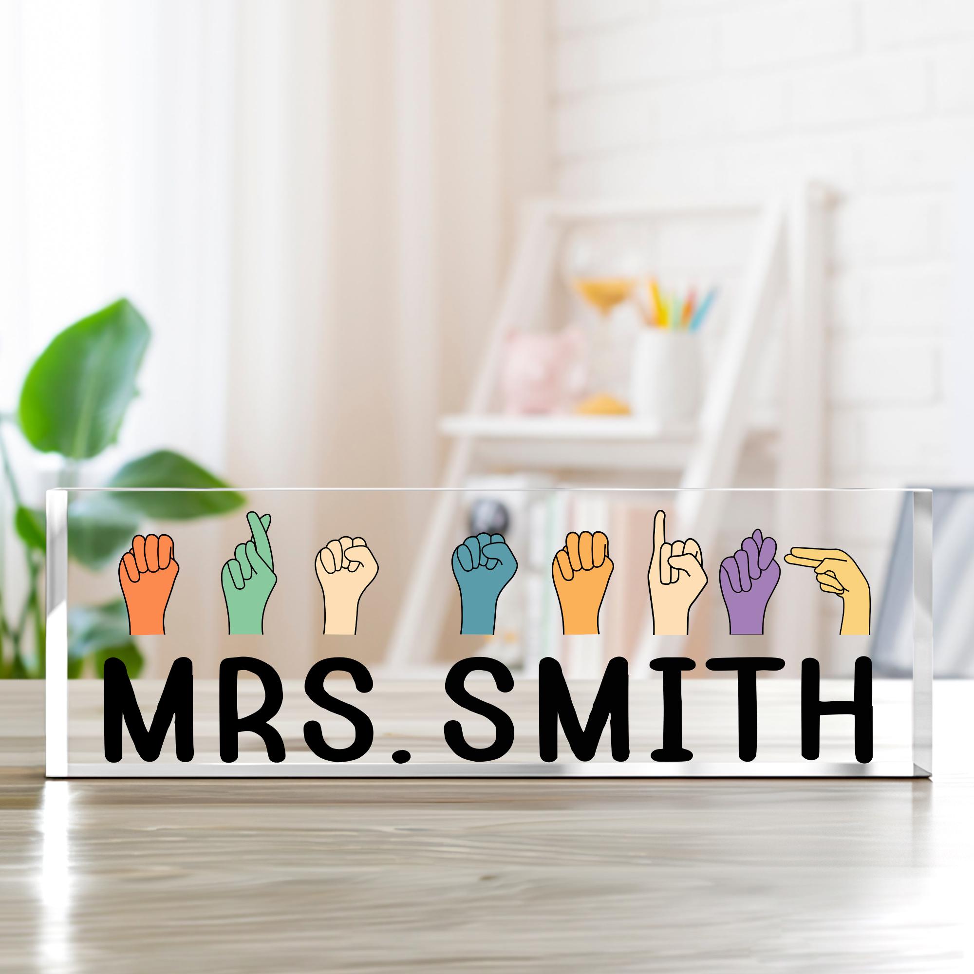 ASL Teacher Gifts, Sign Language Gift, Personalized Teacher Language ...