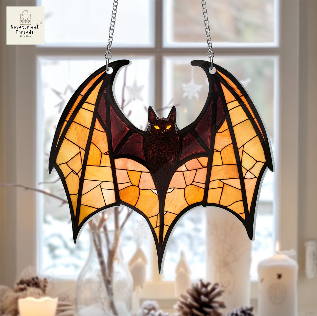 Bat Acrylic Window Hangings, Bat Lovers Gift,spooky Bat Decoration ...