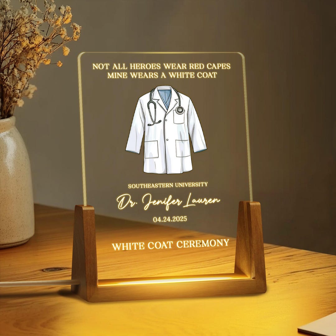 Custom White Coat Ceremony LED Night Light, Gift for Future Doctor ...