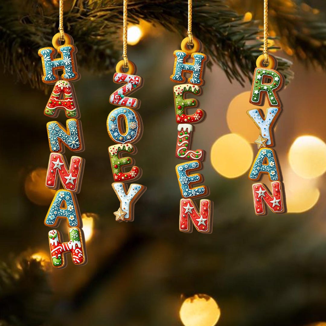Personalized Kids Name Ornament, Custom Stocking Tag, Gingerbread ...