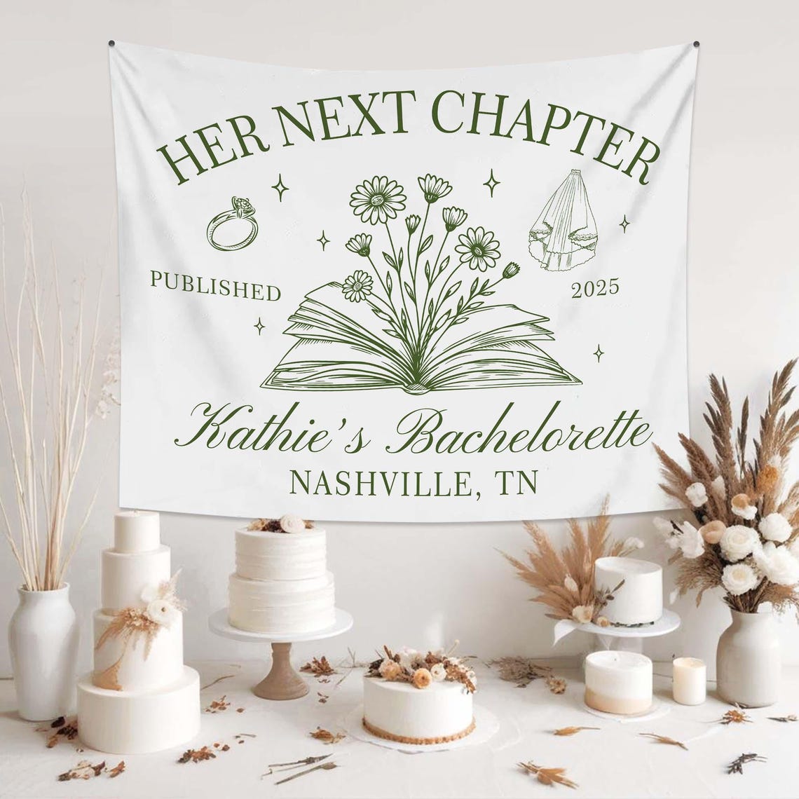 Book Lover Bachelorette Tapestry,her Next Chapter Banner,bachelorette ...