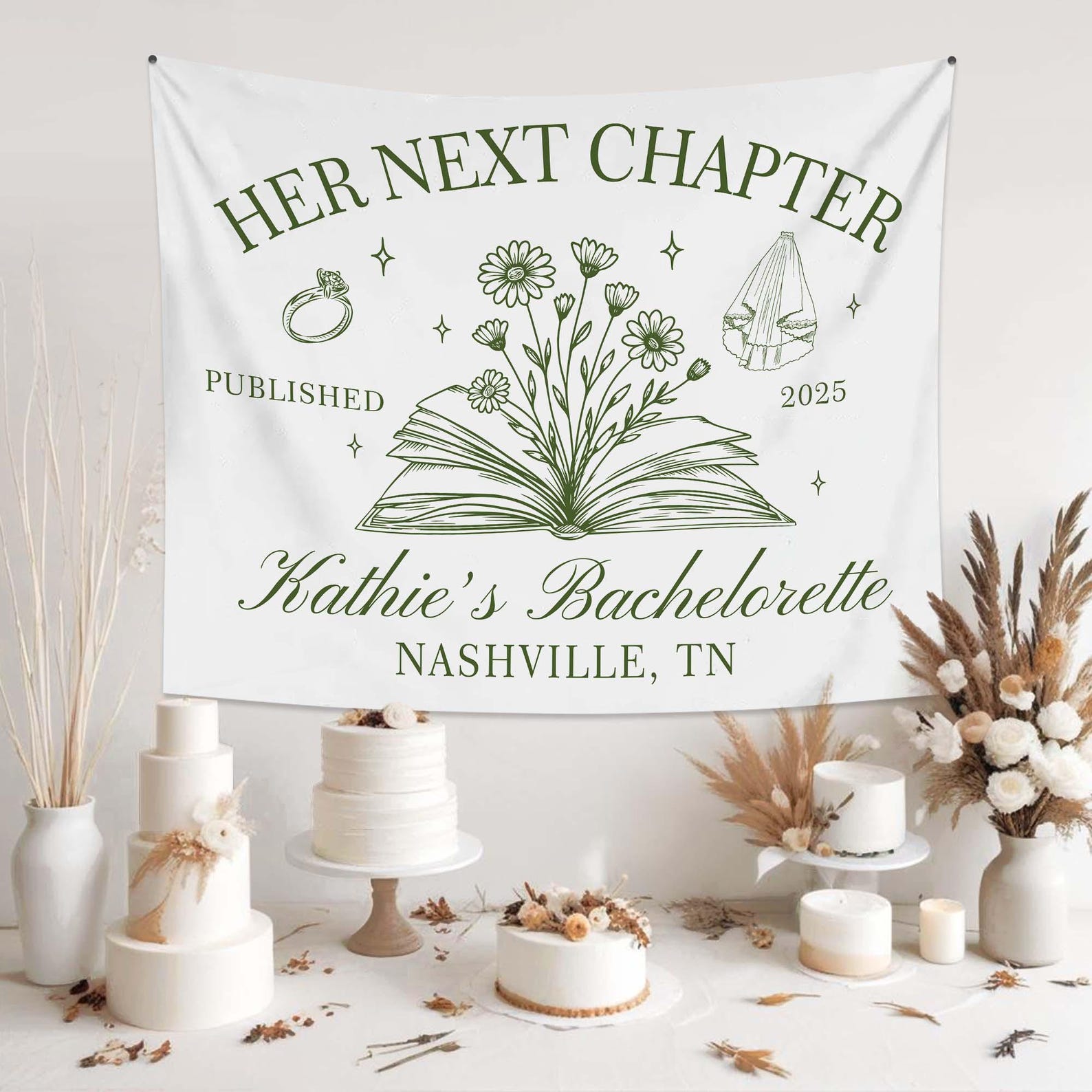 Book Lover Bachelorette Tapestry,her Next Chapter Banner,bachelorette ...