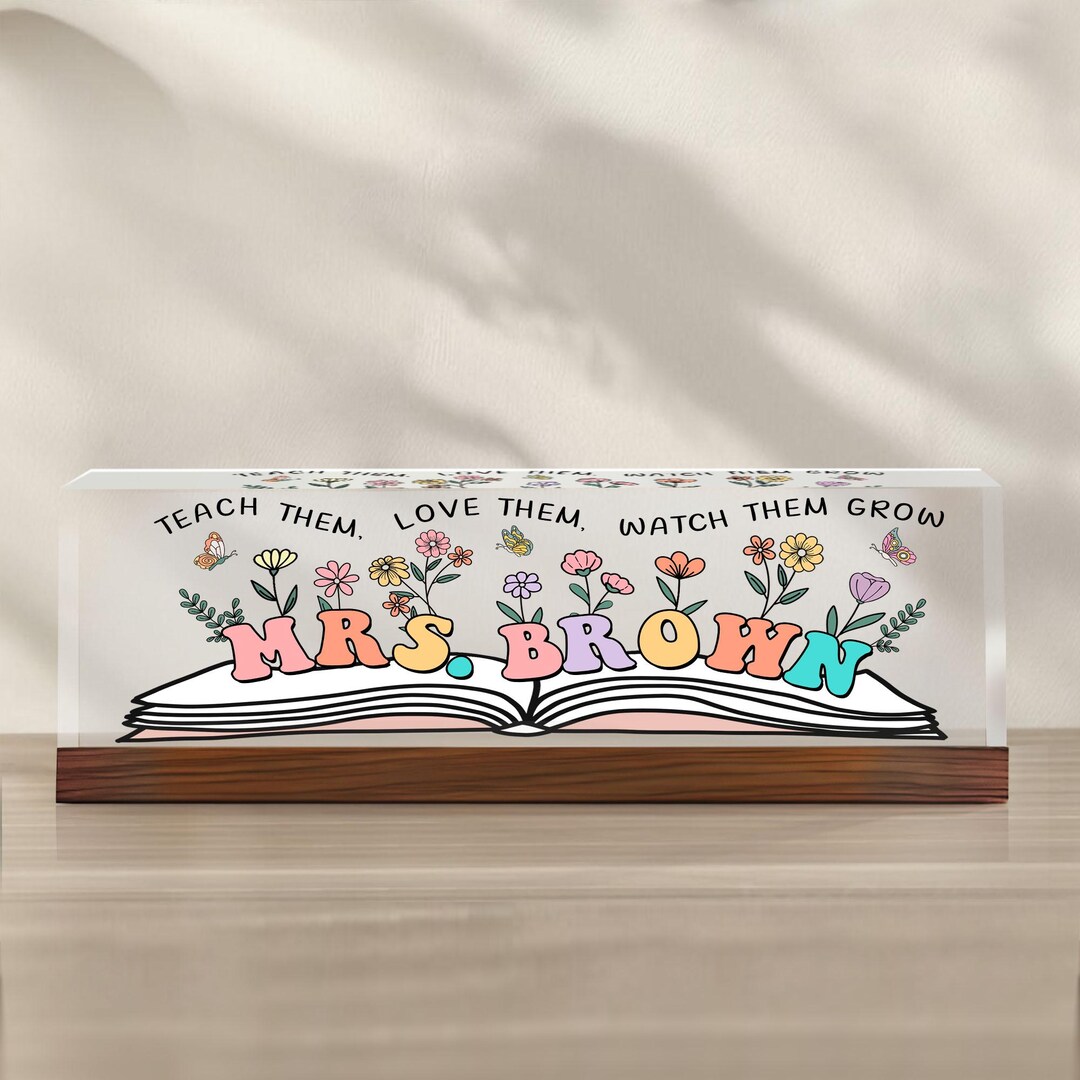 Teacher Desk Name Plate, Personalized Teacher Name Sign, Back to School ...