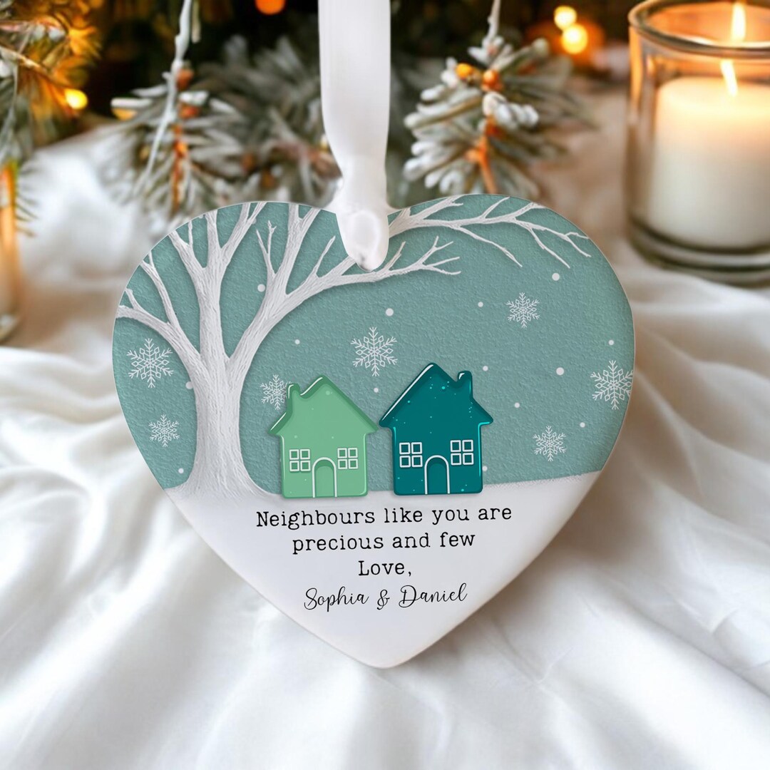2D Heart Sea Glass Neighbor Ornament, Timeless Beties Neighbor Acrylic ...