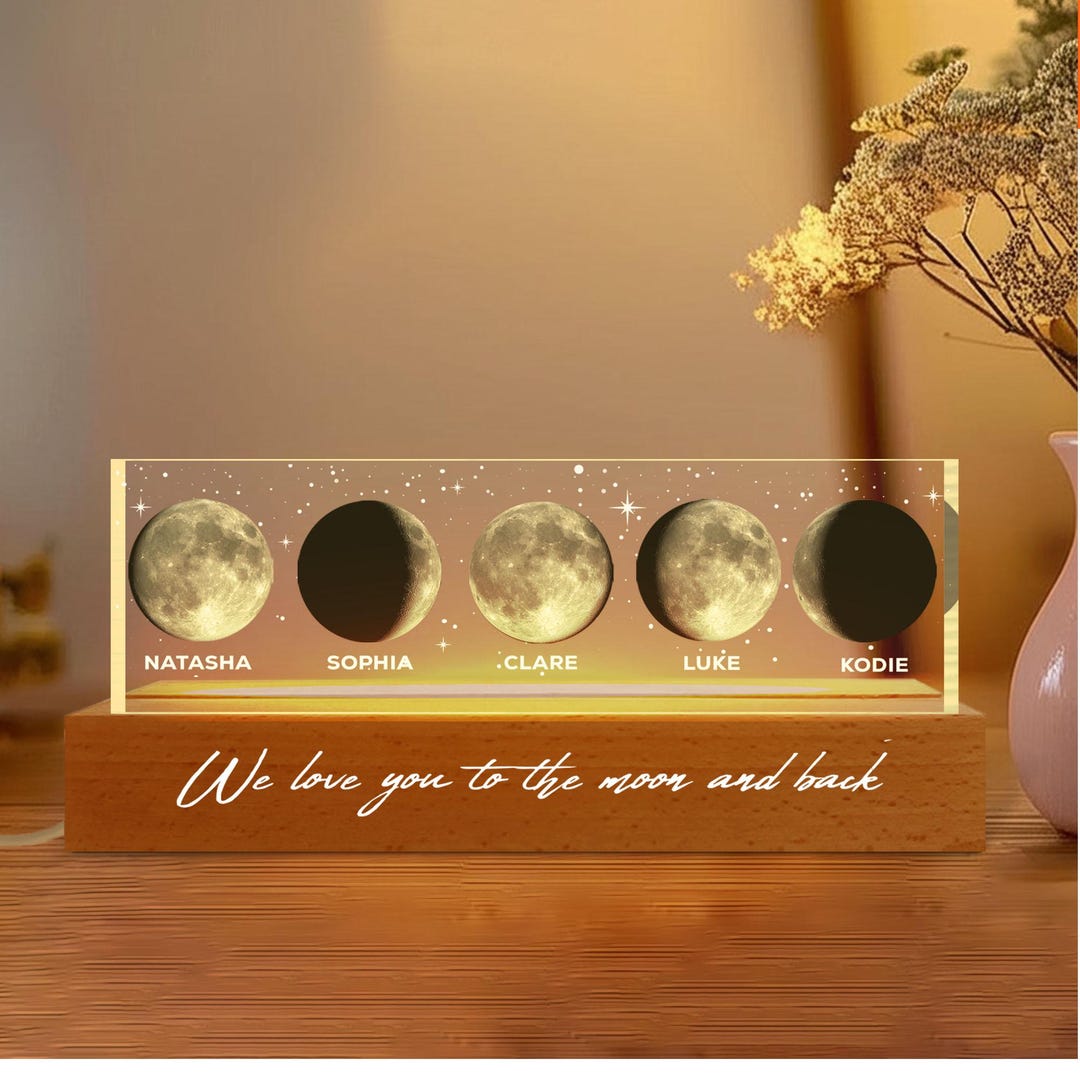 Custom Moon Phase by Date Night Light, Lunar by Date Gift, Moon Phase ...