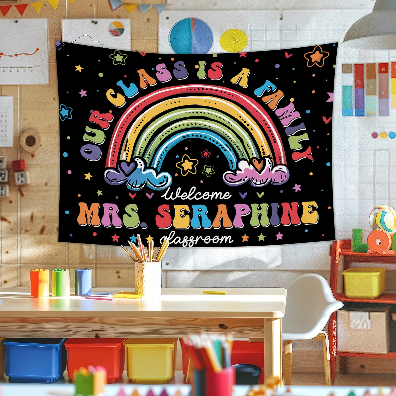 Personalized Name Teacher Classroom Tapestry, Teacher Classroom Decor ...