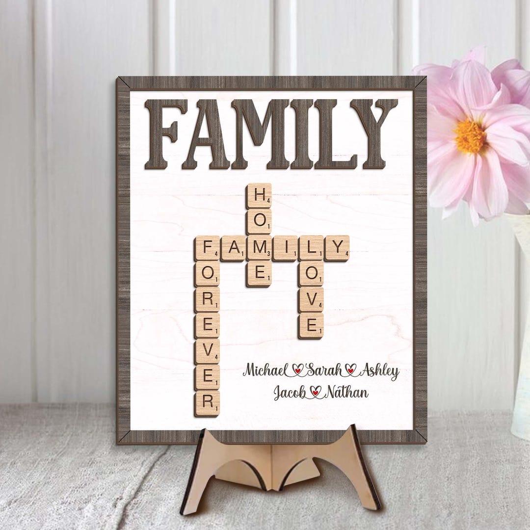 Personalized Family Name Sign, Custom Family Puzzle Sign, Crossword ...