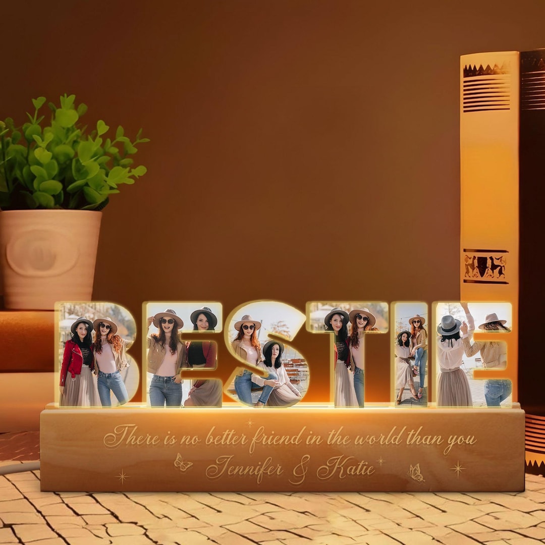 Personalized Bestie Photo Collage Night Light, Custom Bestie Gifts, BFF ...