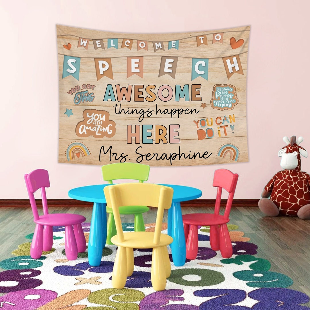 Personalized Speech Classroom Tapestry, Back to School Banner ...