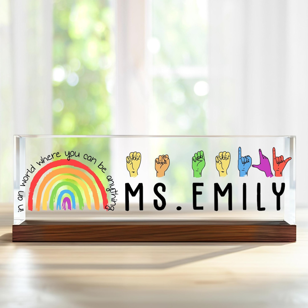 Personalized ASL Teacher Desk Name Plaque, ASL Teacher Gift, Sign ...