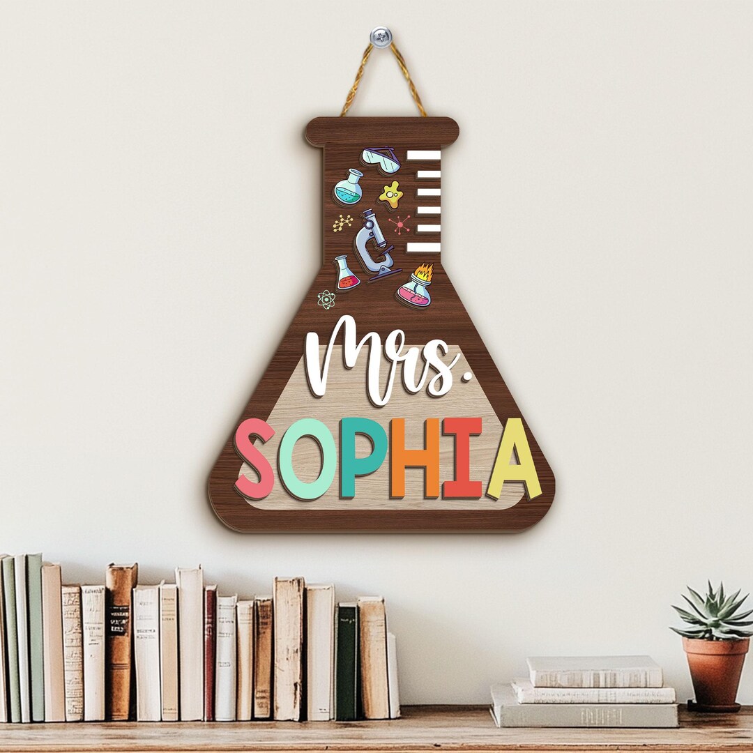 Custom 3D Science Teacher Name Sign, Math Teacher Sign, 3D Teacher Door ...