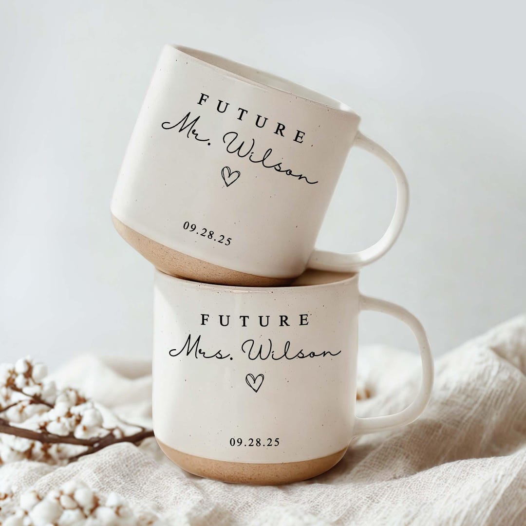 Personalized Future Mr and Mrs Mugs, Engagement Gift for Couple Coffee ...