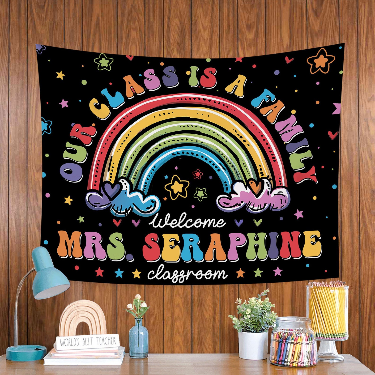 Personalized Name Teacher Classroom Tapestry, Teacher Classroom Decor ...