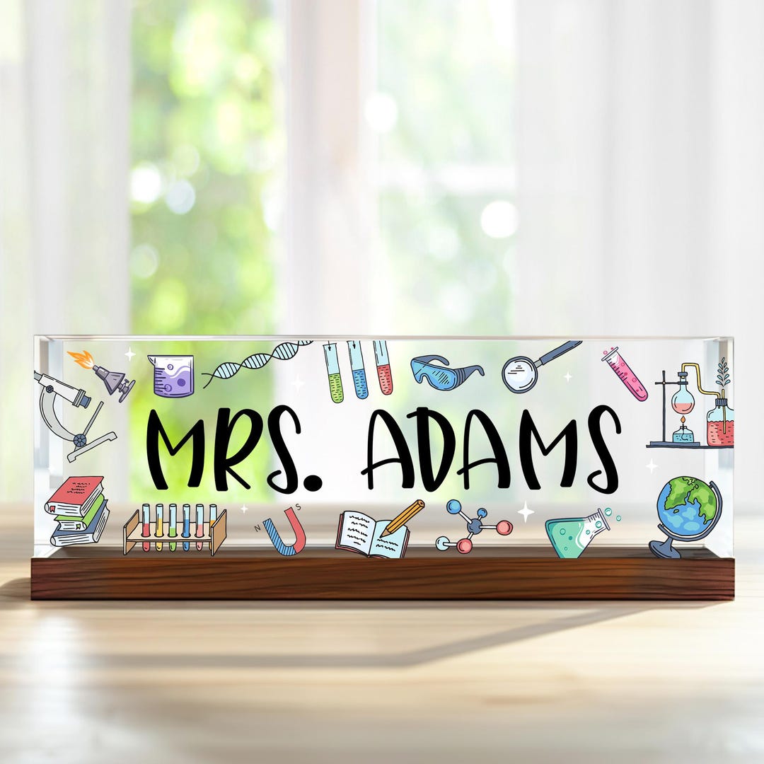 Science Teacher Desk Name Plate, Science Teacher Gift,science Lab ...