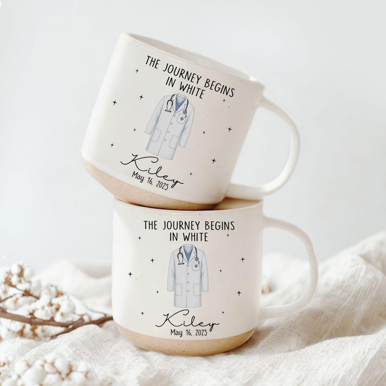 Personalized White Coat Ceremony Pottery Mug, Custom White Coat Party ...