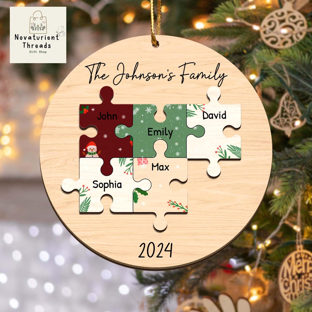 Personalized Family Christmas Ornament, Custom Family Puzzle Ornament ...