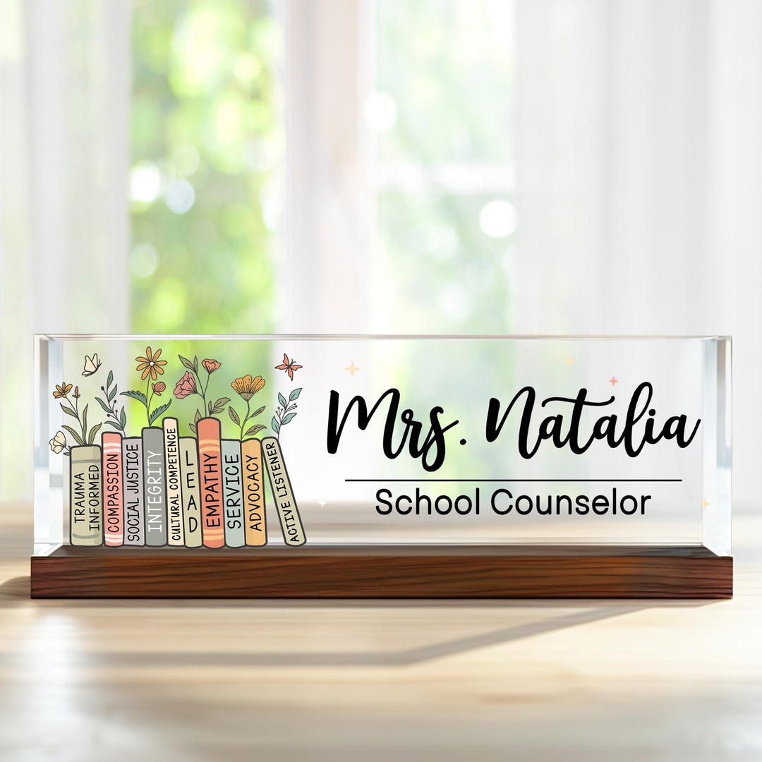 School Counselor Name Sign, Teacher Desk Plaque, Counselor Mental ...