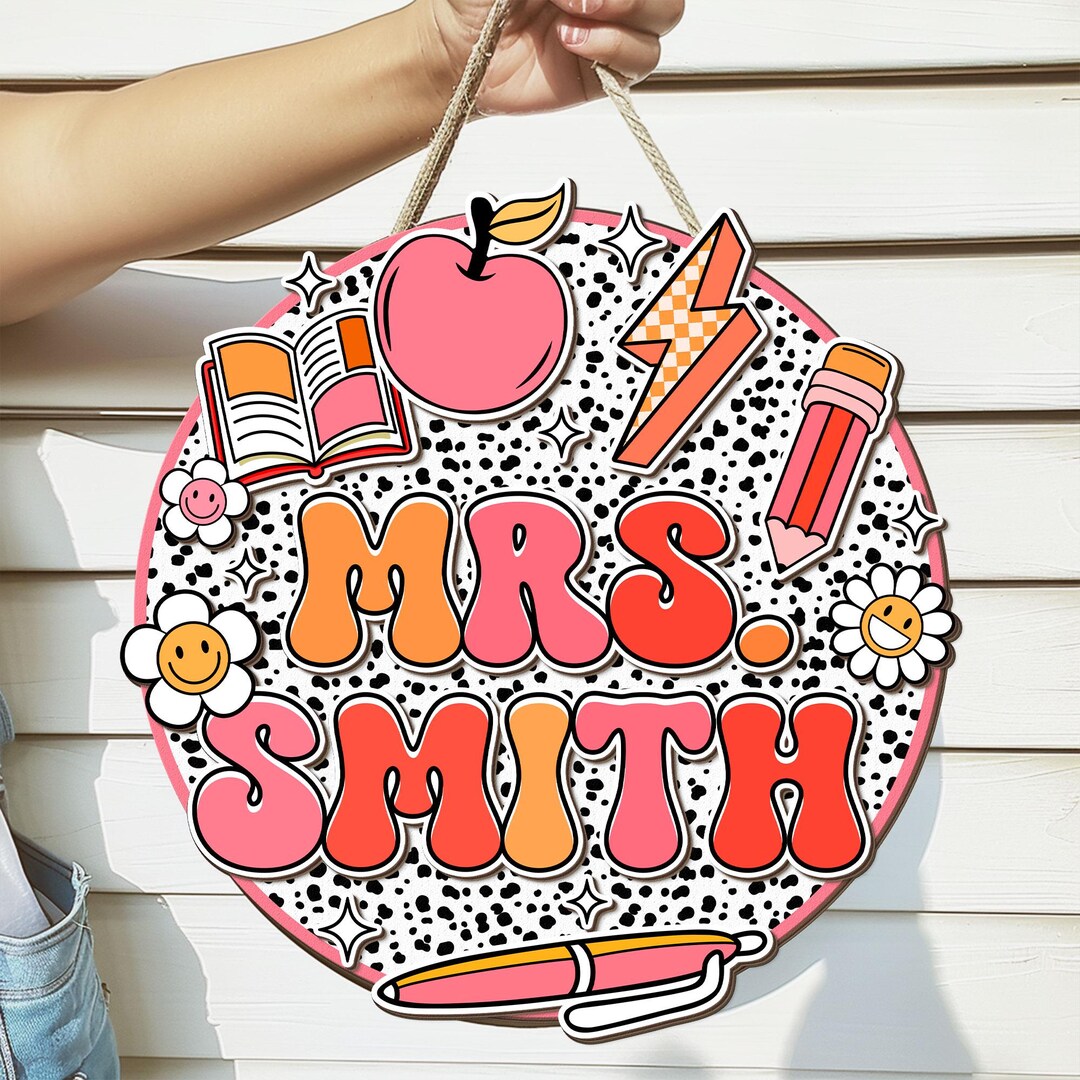 Teacher Appreciation Gifts, Custom Name Teacher Door Sign, Personalized ...