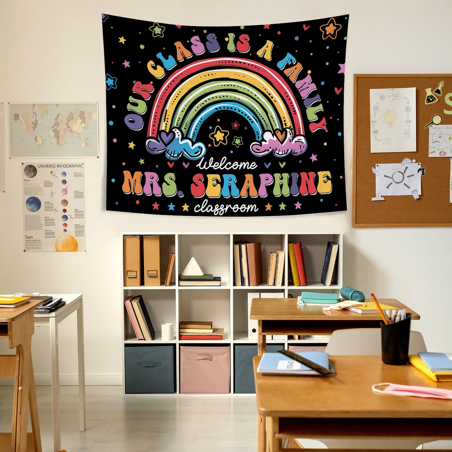 Personalized Name Teacher Classroom Tapestry, Teacher Classroom Decor ...