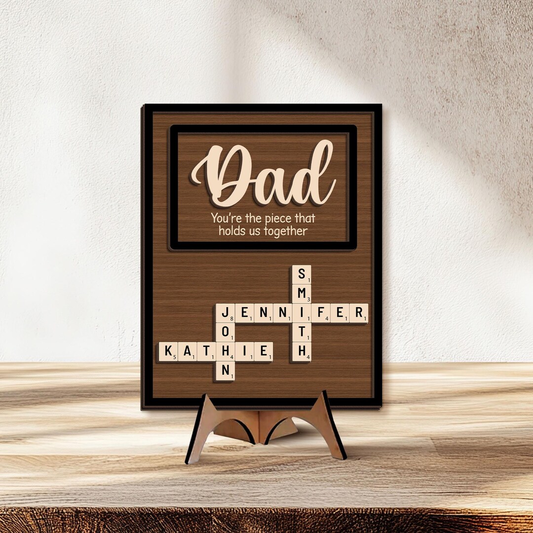 Personalized Scrabble Puzzle Wooden Sign, Dad Crossword Scrabble ...