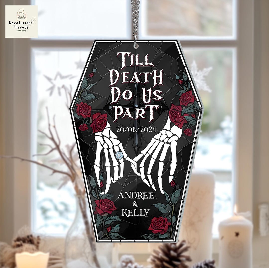 Til Death of Part Acrylic Window Hanging, Custom Skeleton Couple Wall ...
